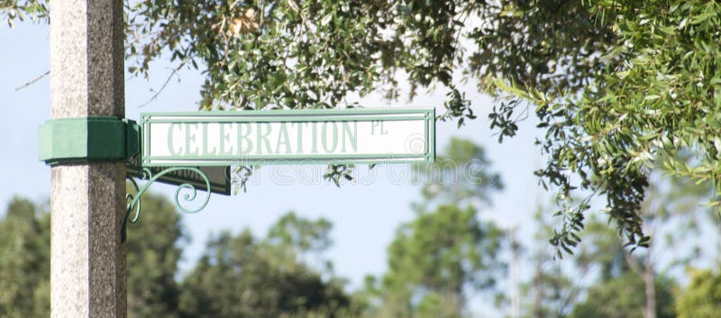 Celebration Florida Street Sign Stock Image - Image of masterplanned ...