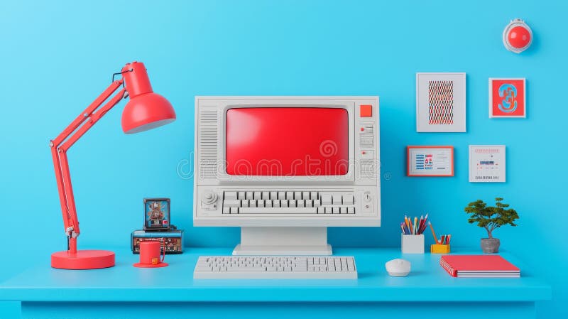 A Early 2000s Office Space Highlighting Technological Progress: a Messy ...