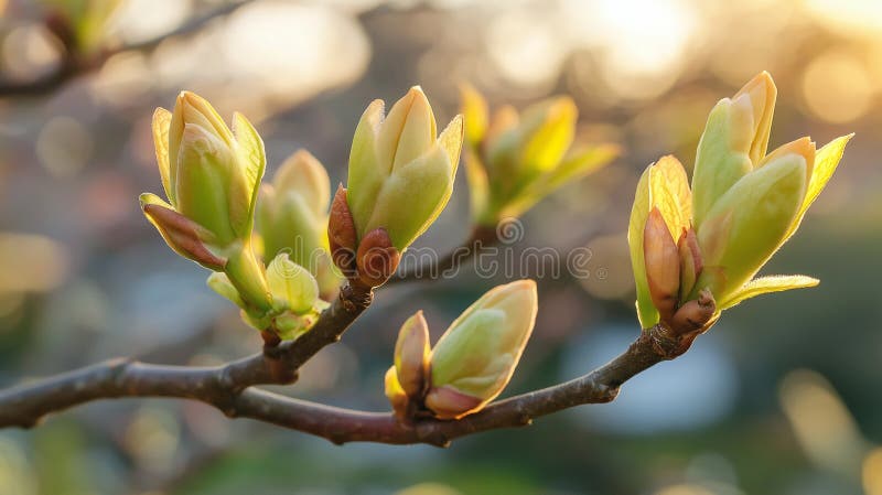 Early Spring Buds: Nature Waking Up with Delicate Flower Buds Beginning ...