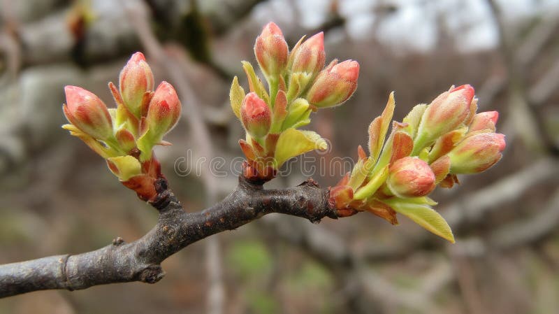 Early Spring Buds: Nature Waking Up with Delicate Flower Buds Beginning ...