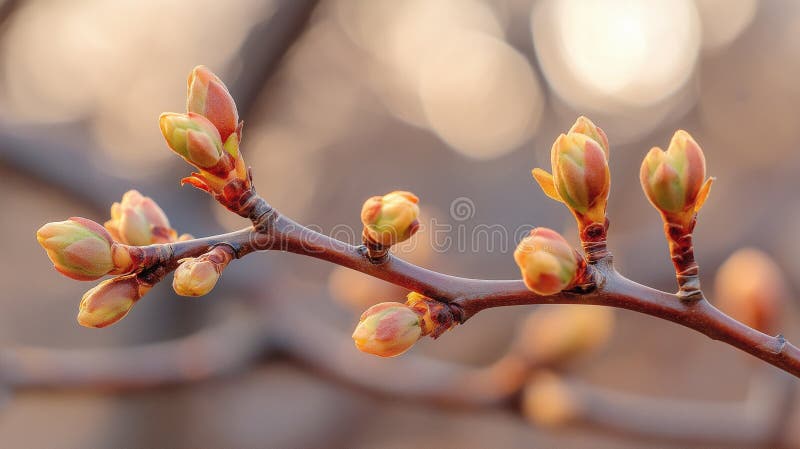 Early Spring Buds: Nature Waking Up with Delicate Flower Buds Beginning ...