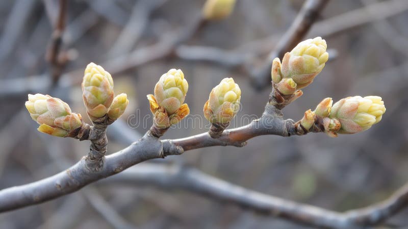 Early Spring Buds: Nature Waking Up with Delicate Flower Buds Beginning ...
