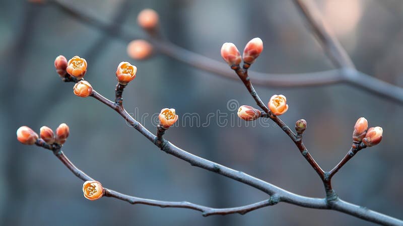 Early Spring Buds: Nature Waking Up with Delicate Flower Buds Beginning ...