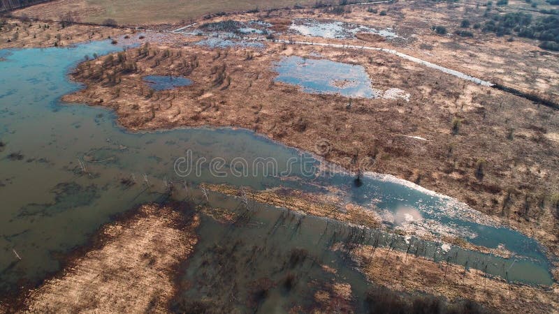 Early Spring, Flood. Water Spilled Over the Fields Stock Image - Image ...