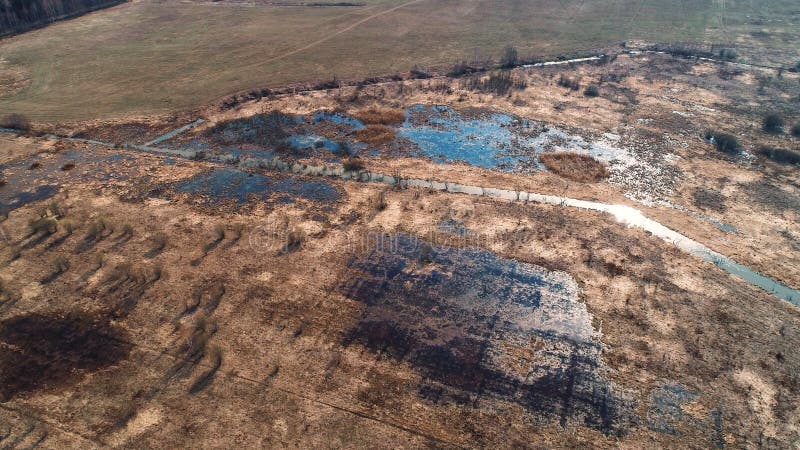 Early Spring, Flood. Water Spilled Over the Fields Stock Photo - Image ...