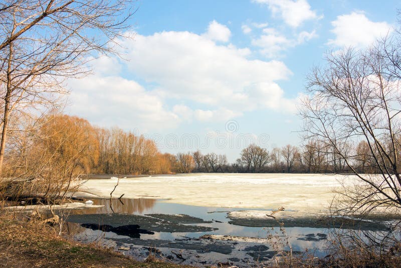 Early Spring, the Forest Lake is Freed of Ice Stock Photo - Image of ...