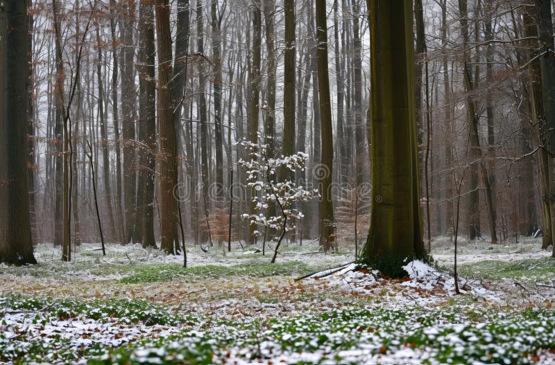 Early Spring Forest with Lingering Snow Stock Photo - Image of winter ...