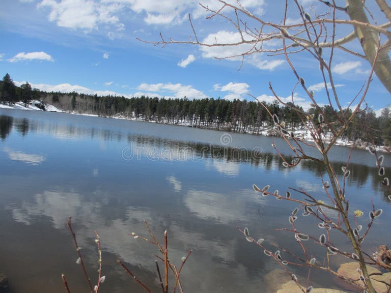 Spring. stock photo. Image of snow, blue, white, harmony - 100811244