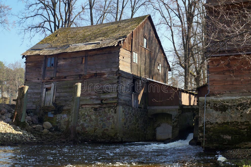 Early Spring Landscape. an Old, Neglected Watermill Stock Photo - Image ...