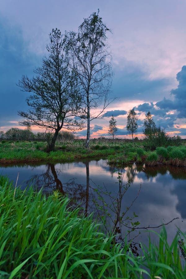 Early Spring Landscape with the River Stock Photo - Image of meadow ...
