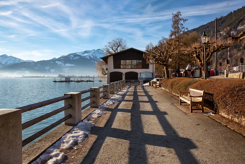 Early Spring Morning on the Shore of Alpine Lake Stock Photo - Image of ...