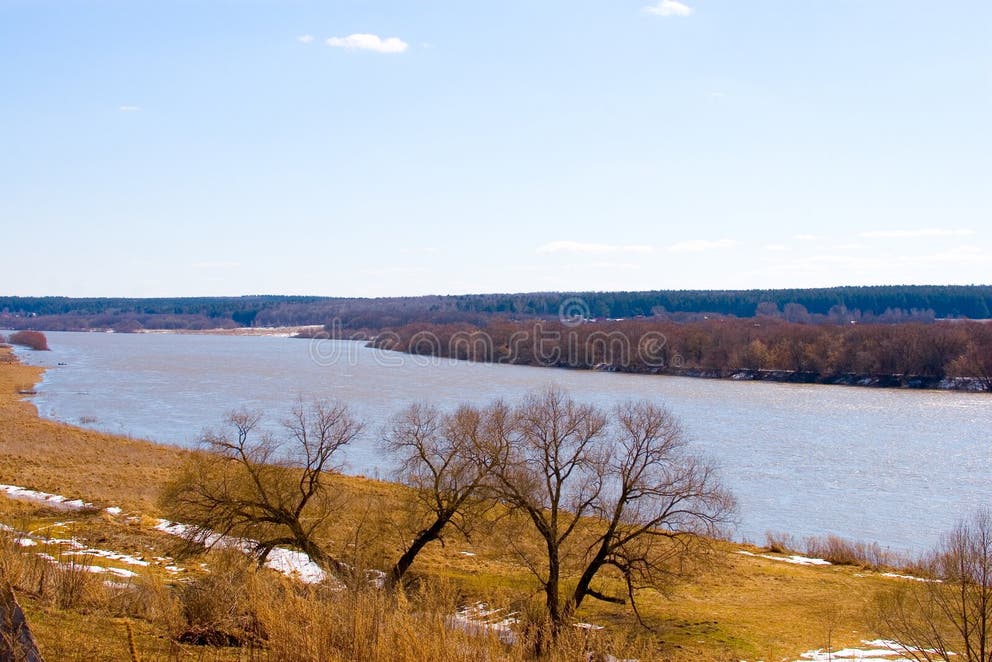 Early spring on the river. stock photo. Image of meadow - 12709716