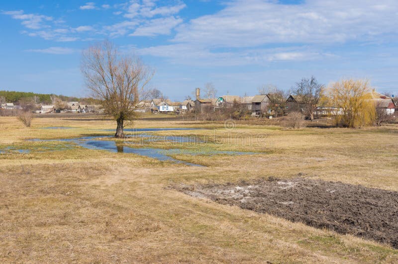 Early Spring Landscape with Soil Erosion Stock Image - Image of earth ...