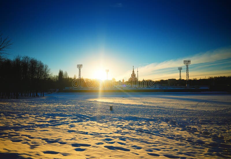 Early Spring Sunset at Sparrow Hills Backdrop Stock Photo - Image of ...