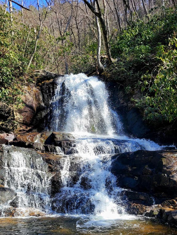 Early spring waterfall stock photo. Image of early, leaves - 357624234