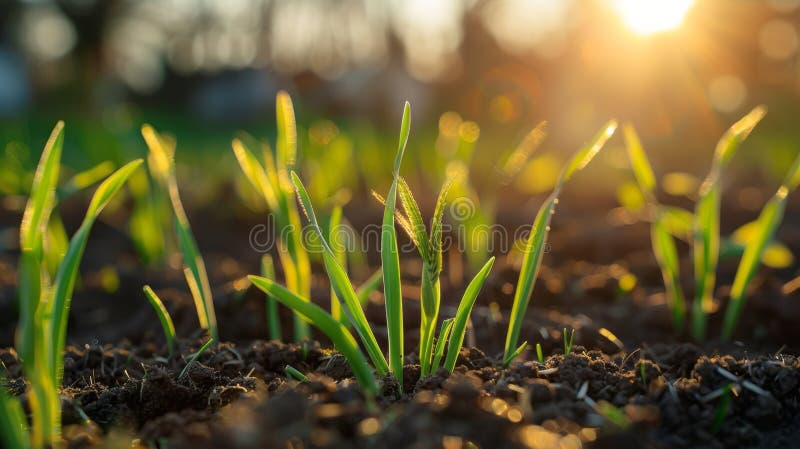 Early Spring Wheat Fields Starting Stock Illustration - Illustration of ...