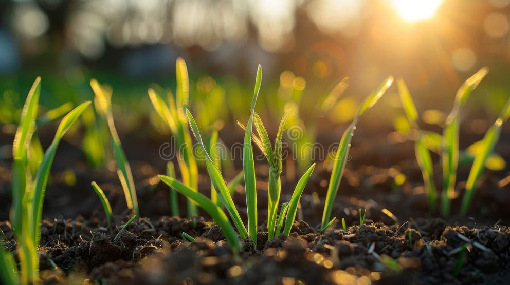 Early Spring Wheat Fields Starting Stock Illustration - Illustration of ...