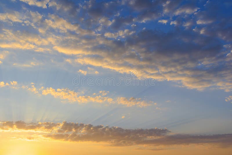 Early Sunrise with Scattered Clouds and Sun Rays. the Sky at Sunrise ...