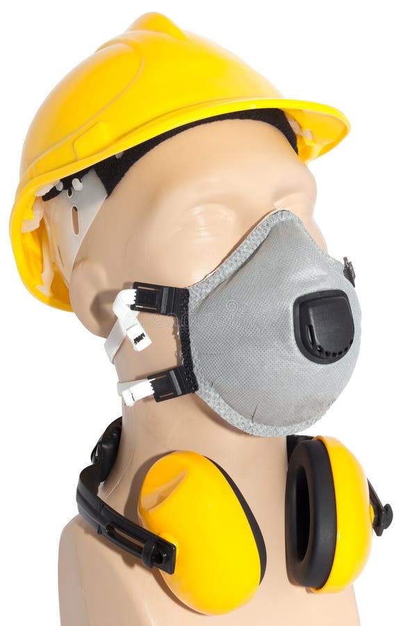 Earmuff, Dust Respirator, Helmet Stock Image - Image of disposable ...