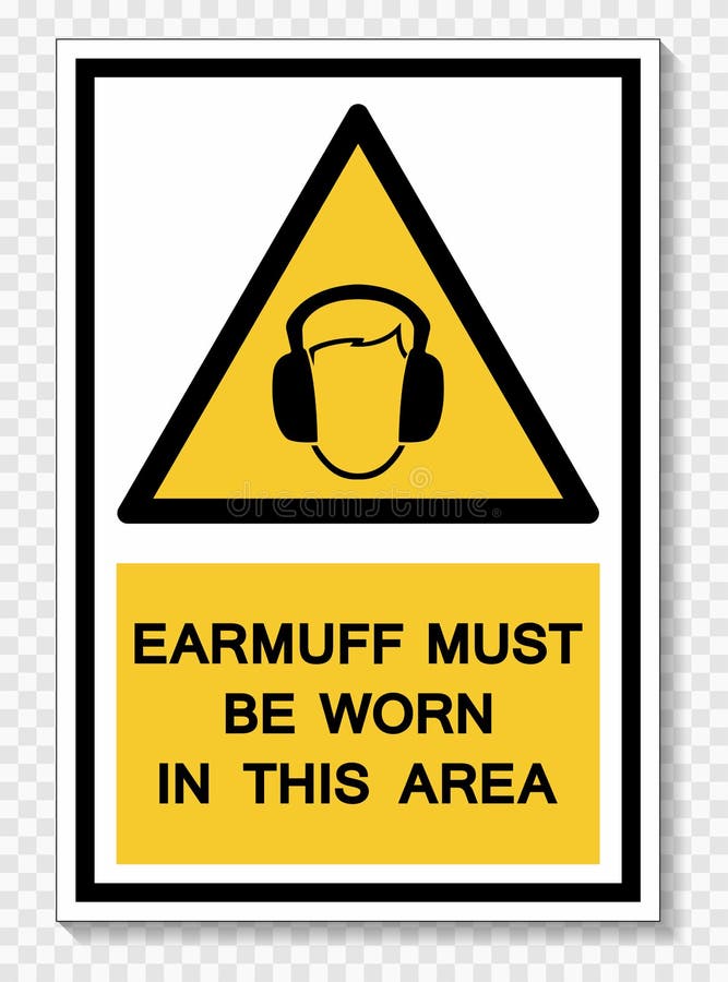 Earmuff Must Be Worn in this Area Symbol Sign Isolate on White ...