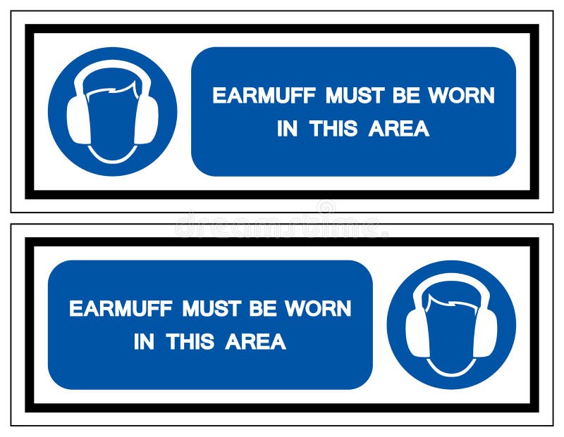 Earmuff Must Be Worn in this Area Symbol Sign ,Vector Illustration ...