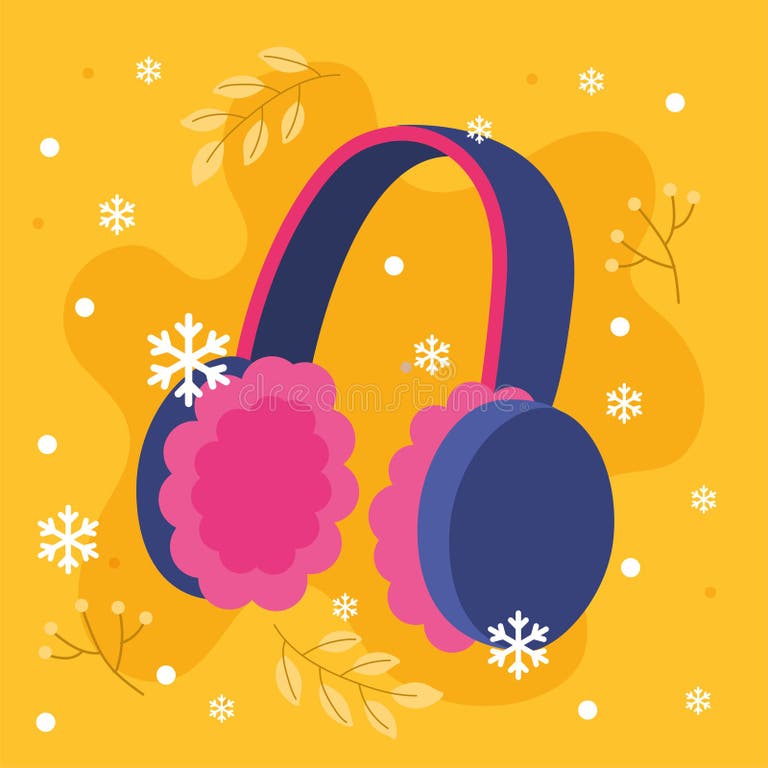 Earmuffs with Snowflakes. Vector Stock Vector - Illustration of cold ...