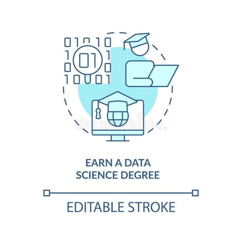 Earn Data Science Degree Turquoise Concept Icon Stock Vector ...