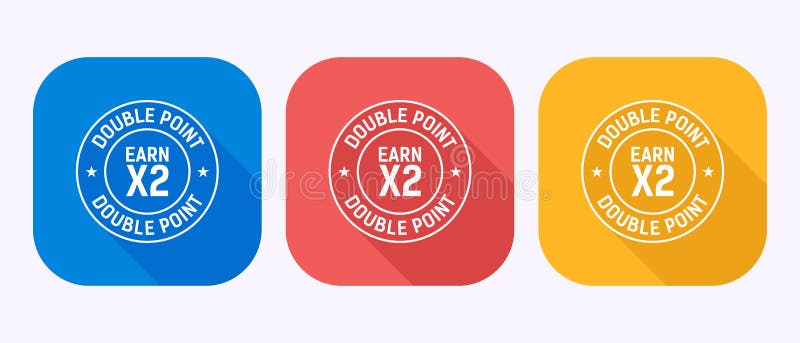 Earn X2 Double Point Icon Design Illustration. Earn X2 Label Badge Sign in Shadow Button Design ...