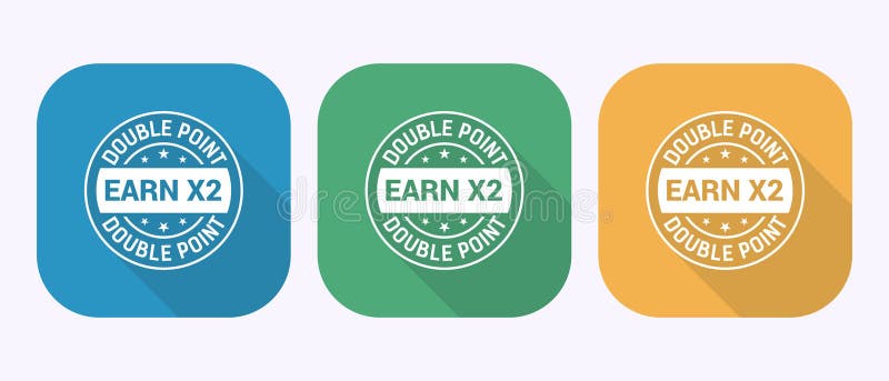 Earn X2 Double Point Icon Design Illustration. Earn X2 Label Badge Sign ...