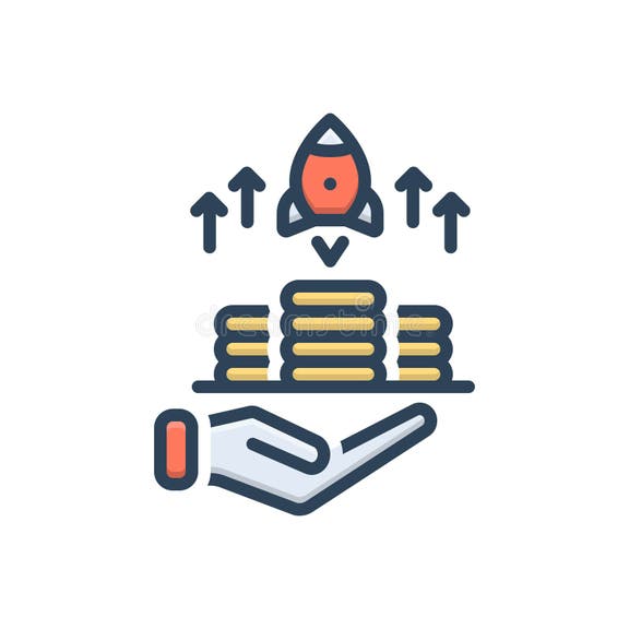 Color Illustration Icon for Earn, Revenue and Cash Stock Illustration ...
