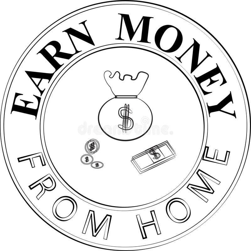 Earn Money from Home Icon and Sign Stock Illustration - Illustration of ...