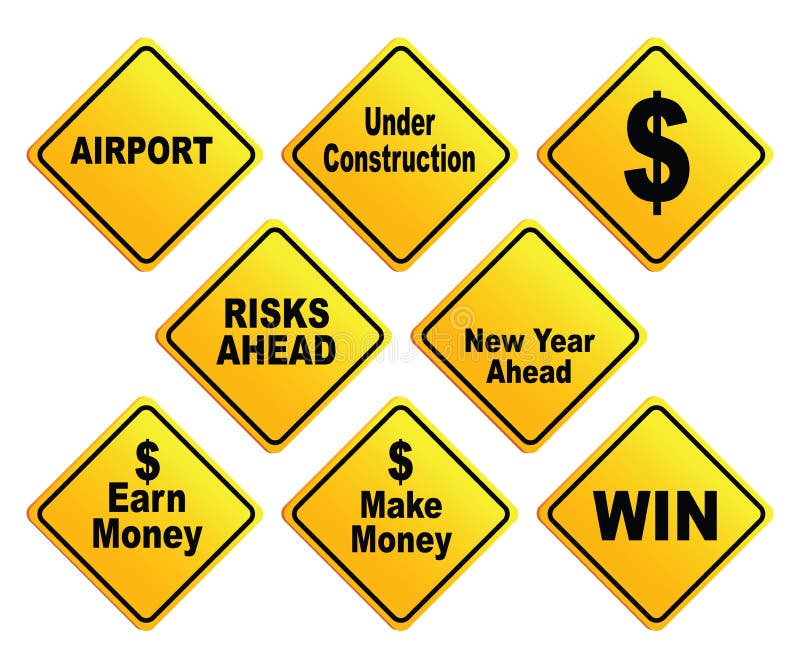 Yellow Warning Sign Earn Money, Make Money Stock Photo - Image of flow ...