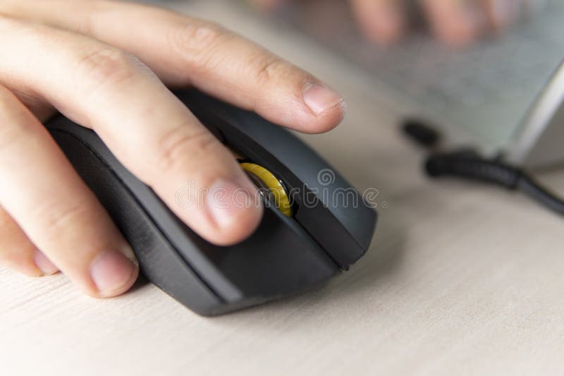 Earning on Clicks. Image of Female Hand Clicking Computer Mouse. Stock ...