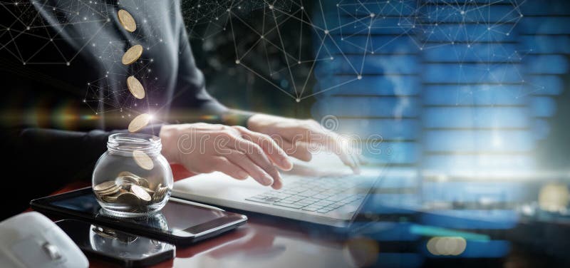 Earning Income by Working on a Computer on the Internet Stock Image ...