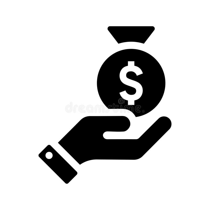 Cash in Hand Icon. Blue Color Design Stock Vector - Illustration of ...