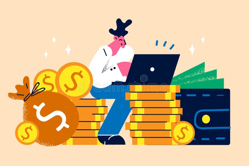 Earning Money and Work in Internet Concept Stock Vector - Illustration ...
