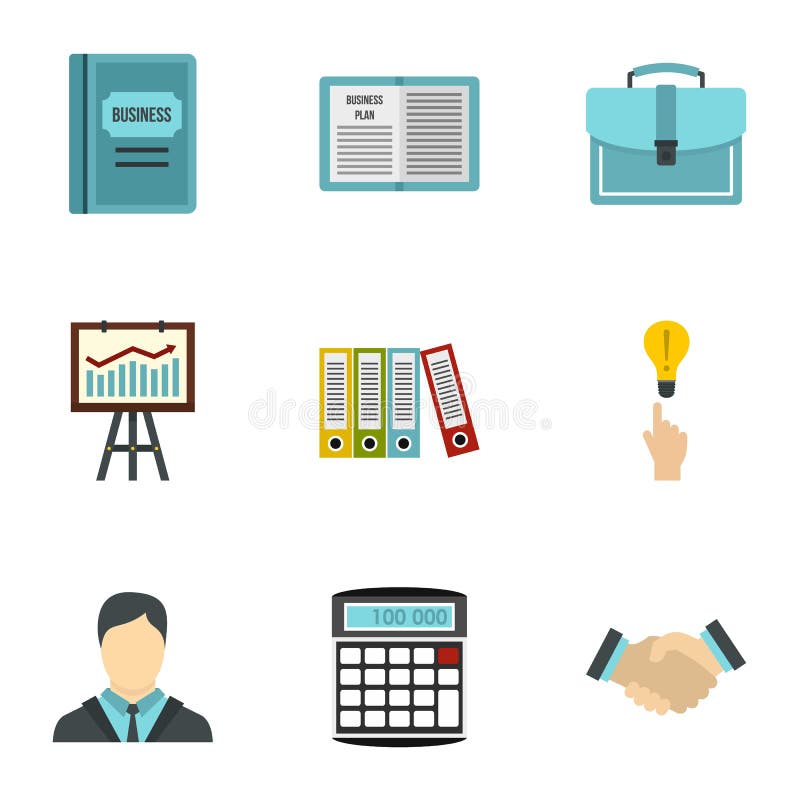 Earnings Icons Set, Flat Style Stock Vector - Illustration of icon ...