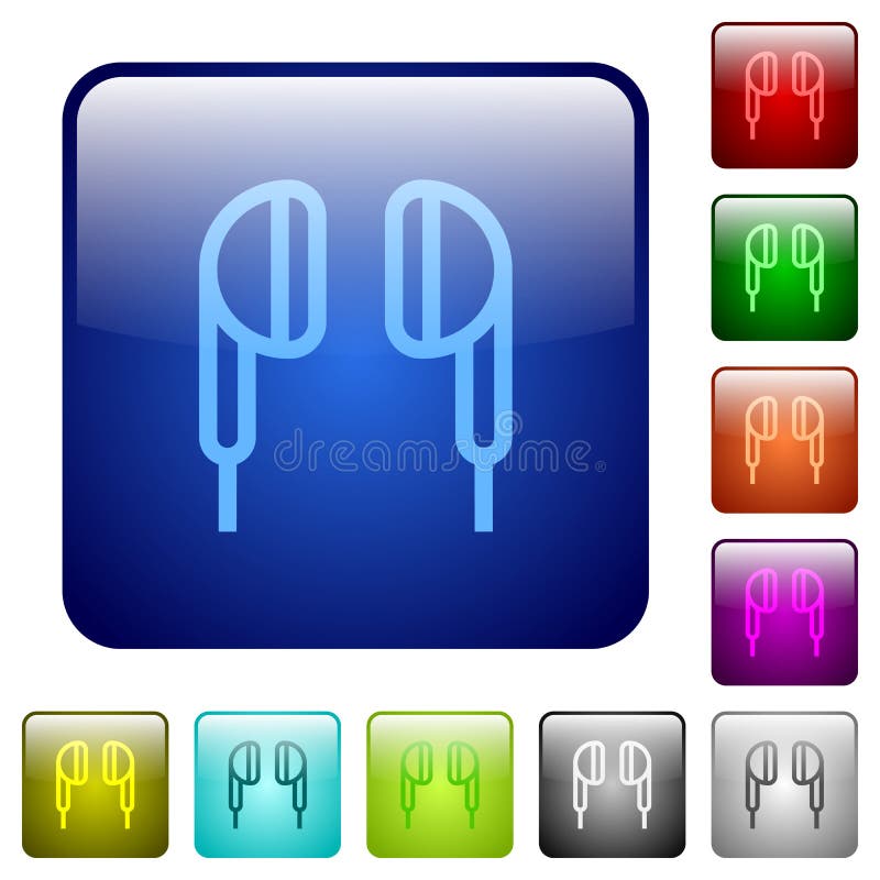 Earphone Color Square Buttons Stock Illustration - Illustration of ...