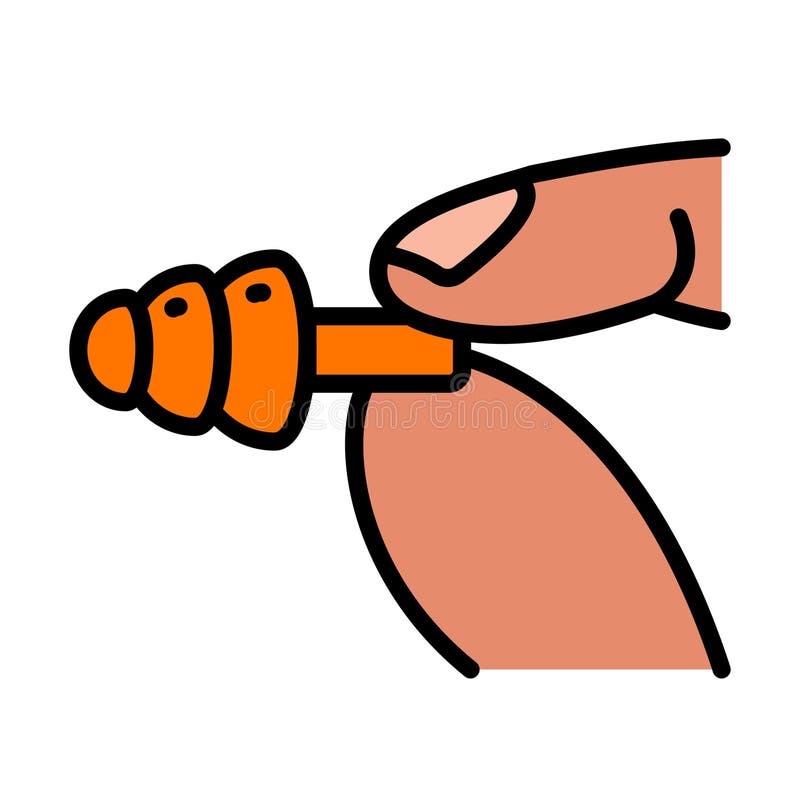 Earplug Color Icon. Flat Style Sign Isolated on White. Silicone, Foam Safety Ear Plug. Noise ...