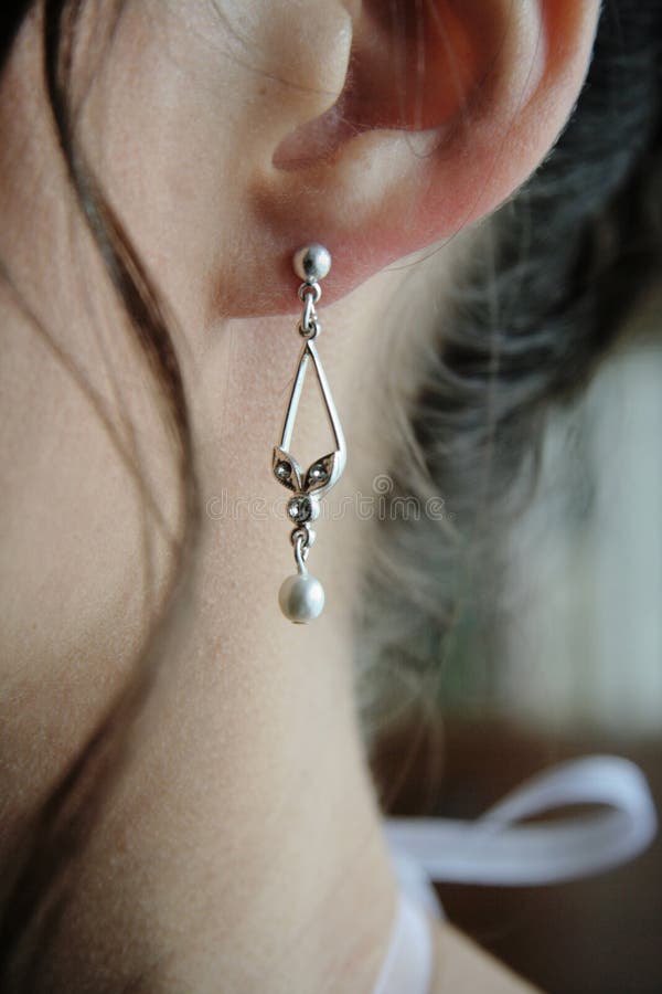 Earring stock image. Image of hair, ring, neck, silvery - 1476029