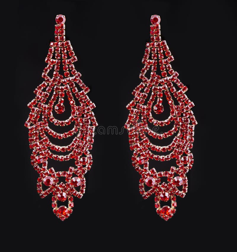 Earring Colorful Red Gems Black Background Photos - Free & Royalty-Free ...