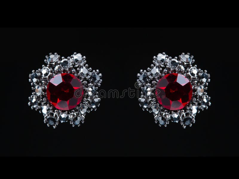 Earring Colorful Red Gems Black Background Stock Photos - Free ...