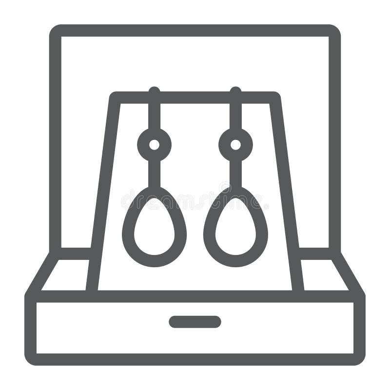 Earrings in Box Line and Glyph Icon, Jewellery and Accessory, Gift Box ...