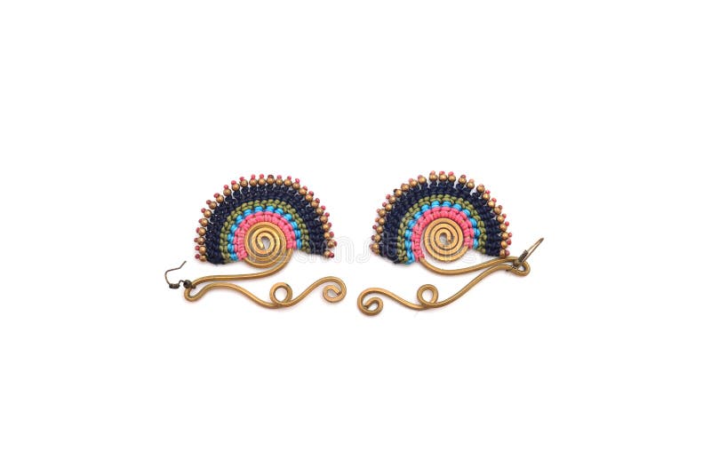 Earrings Brass Rope Braided with Beads. Stock Image - Image of gift ...