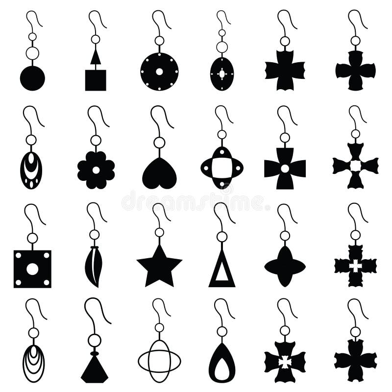 Earrings icon set stock vector. Illustration of fashion - 102206254
