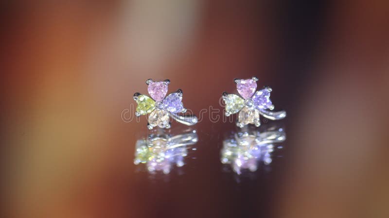 Earrings Made of Multi-colored Gemstones, Elegant Design on the Ears of ...