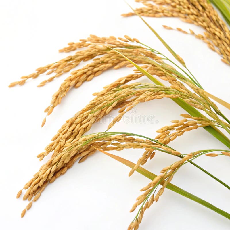 Ears of Rice Isolated on White Background Stock Illustration ...