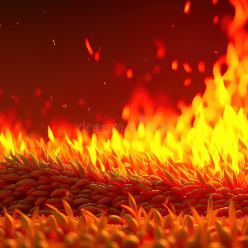 Ears of Wheat Burn in the Fire Stock Illustration - Illustration of ...