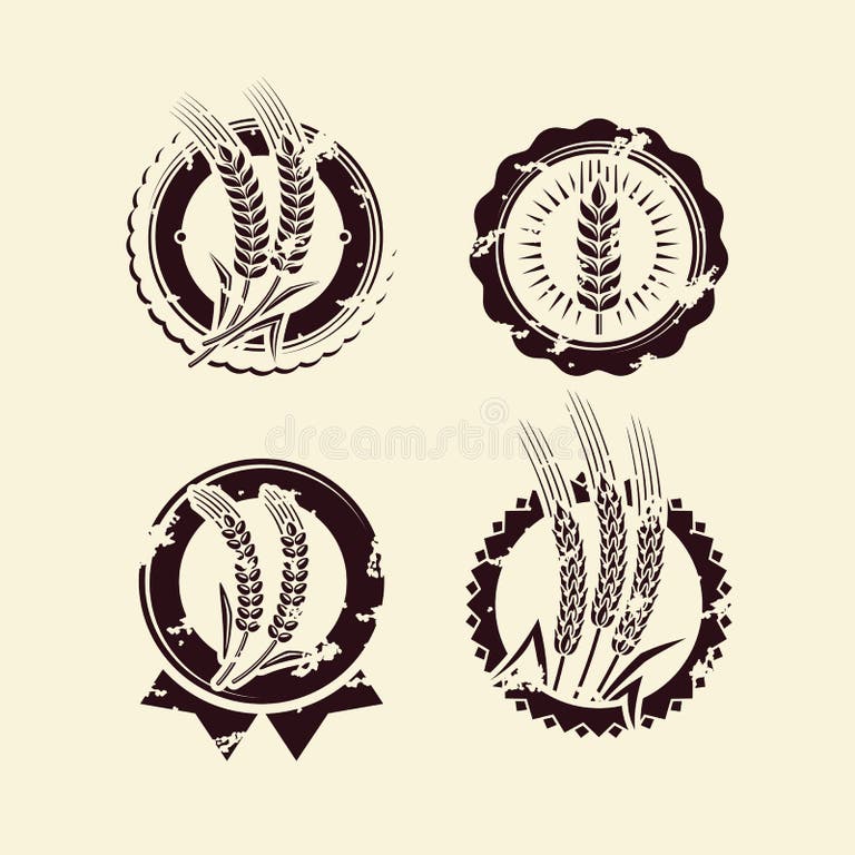 Ears of Wheat and Rye Label and Element Set. Vector Stock Vector ...