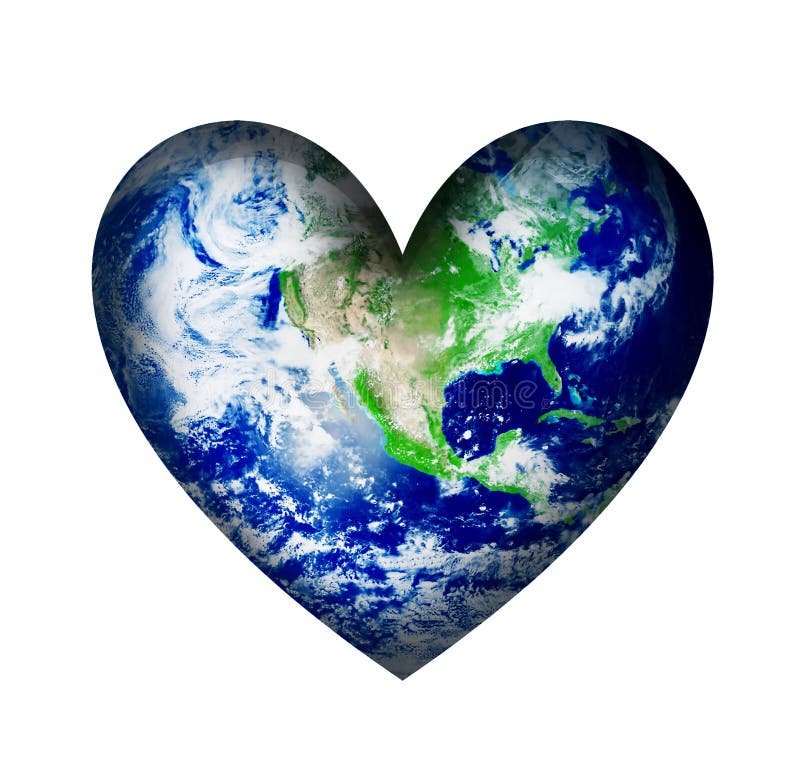 3D Render of the Heart Shaped Planet Earth Stock Illustration ...